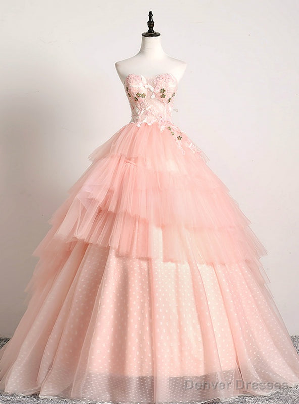 In One Step Pink Ball Gown Tulle Sweetheart Embrodiery Quinceanera Dre ...
